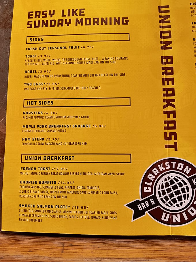 A menu that reads like comfort food poetry—each description promising the kind of satisfaction that makes you close your eyes and sigh contentedly.