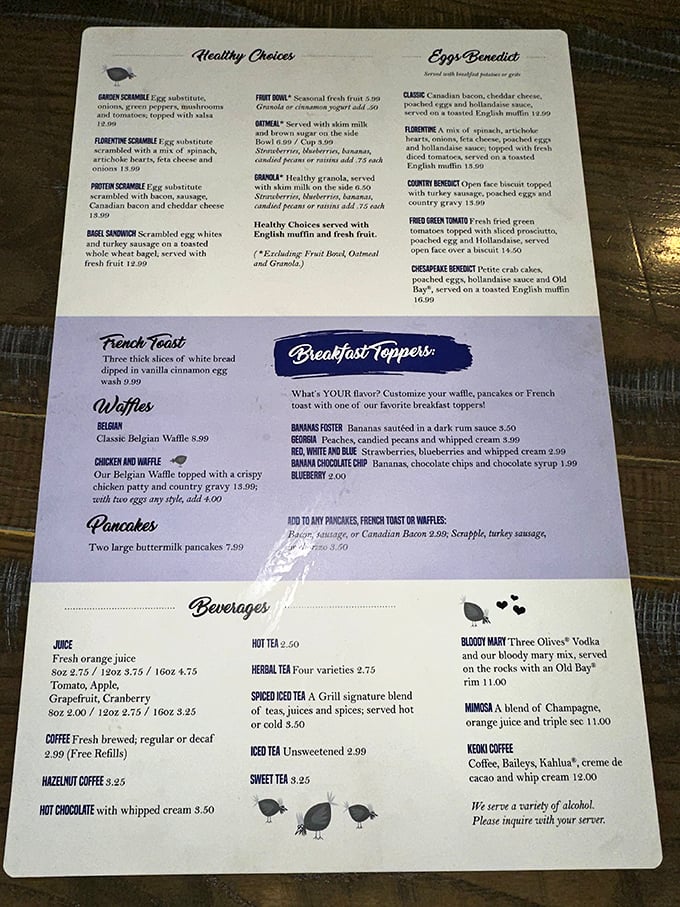 This menu reads like a love letter to breakfast classics—proof that sometimes the best innovation is perfecting tradition.