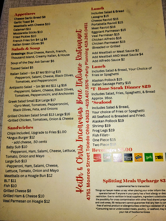 A menu like this feels like a warm handshake—classic comfort, generous portions, and a touch of nostalgia.