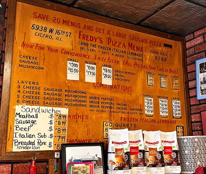 That vintage menu board isn't just decoration—it's a roadmap to happiness with handwritten prices that somehow make everything taste better.