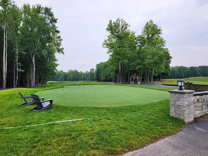 Patriots Glen's putting green invites golfers of all skill levels. Even if your swing resembles a rusty gate, the scenery alone is worth the greens fee.