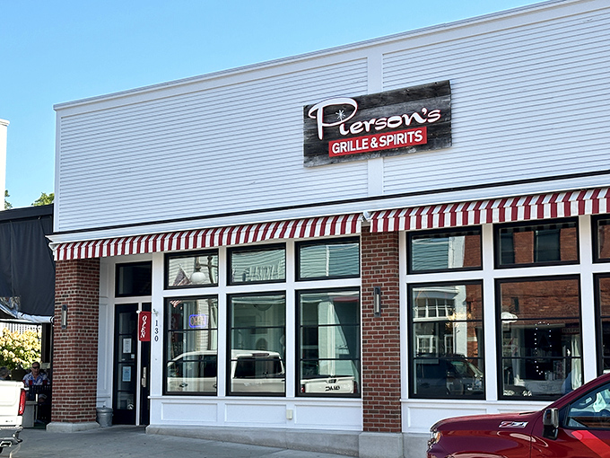 Pierson's red and white awning isn't just decoration—it's a beacon calling you in for comfort food that tastes like someone's grandmother is running the kitchen.