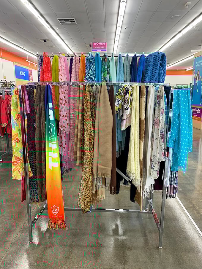 A rainbow of scarves and wraps awaits – because in the desert, even your neck deserves a designer upgrade at non-designer prices.