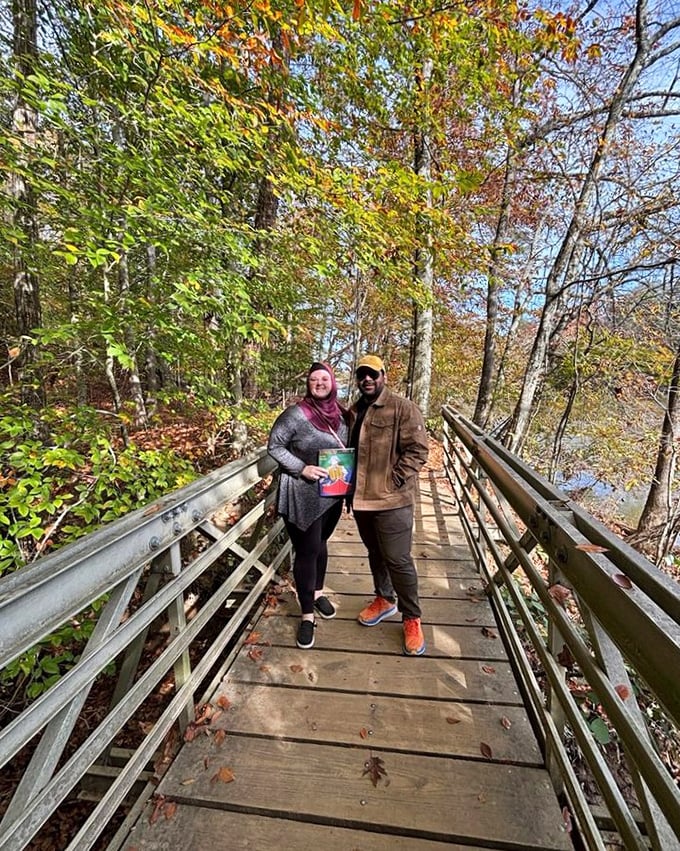 Fall's paintbrush transforms this wooden walkway into a scene worthy of a travel magazine cover. Weekend therapy at its most accessible!