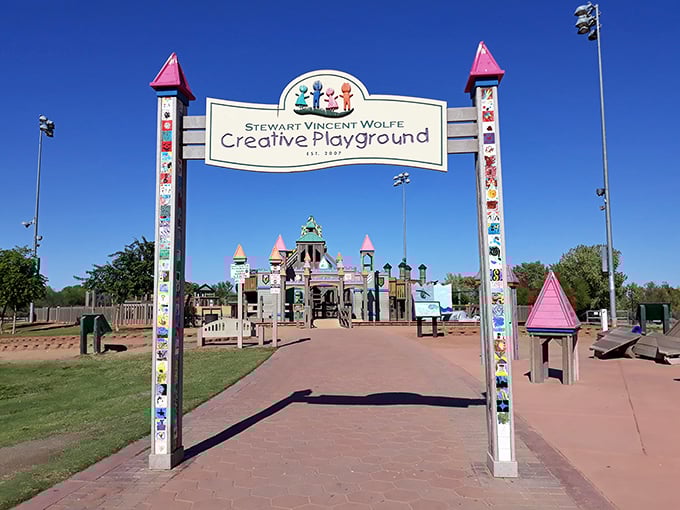 The Stewart Vincent Wolfe Creative Playground proves grandkids can have castle-sized fun without castle-sized admission fees. Your back may ache watching them climb, but your wallet won't.