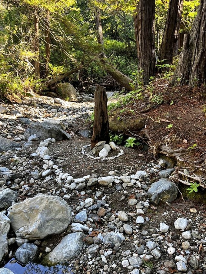 Mother Nature's rock garden along Limekiln Creek. Someone took the time to create this stone circle – a little human touch in the wilderness.