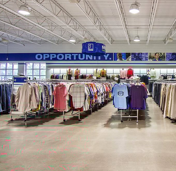 Rows upon rows of meticulously organized clothing await their second chance. The retail equivalent of a perfectly arranged charcuterie board—something for every taste.