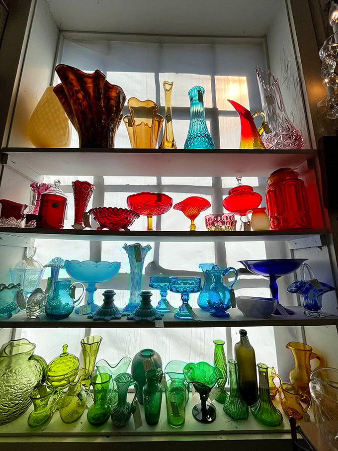 Sunlight transforms ordinary glassware into an extraordinary rainbow gallery. Who knew your grandmother's punch bowl could look this magical?