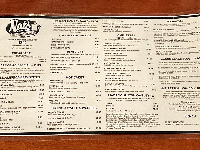 This menu isn't just a list – it's a roadmap to breakfast nirvana with enough options to require multiple visits.