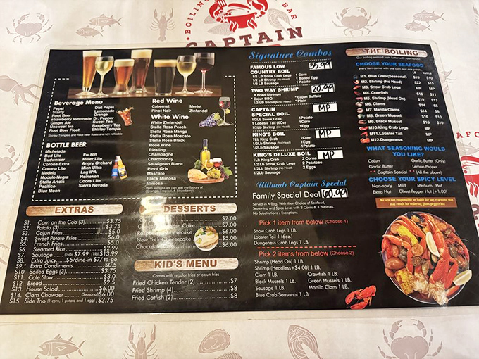 The menu reads like a love letter to crustaceans. Decision paralysis has never been so deliciously justified.