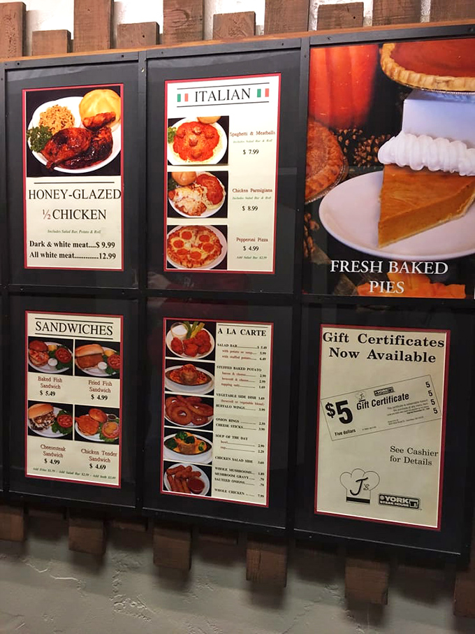 Visual menus make ordering easy—from honey-glazed chicken to fresh pies, every option looks absolutely irresistible here.