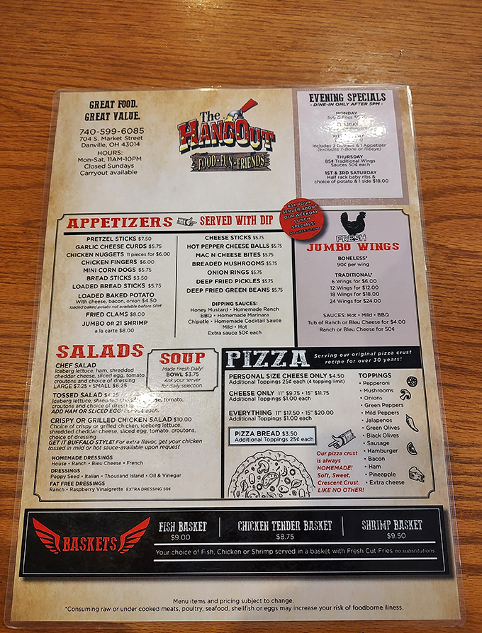 A menu that doesn't need fancy fonts to impress—just honest offerings that have kept locals coming back for decades.