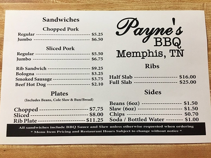 A menu so straightforward it borders on poetry—no fusion confusion here, just the barbecue fundamentals executed to perfection.