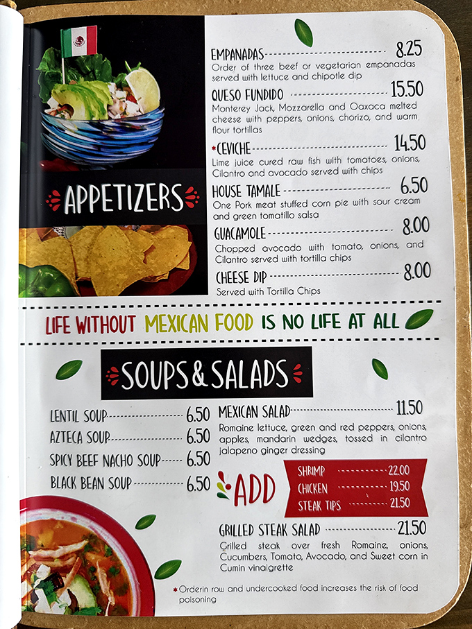 Life without Mexican food is no life at all isn't just menu philosophy—it's gospel truth. The appetizer section alone could sustain a small civilization.