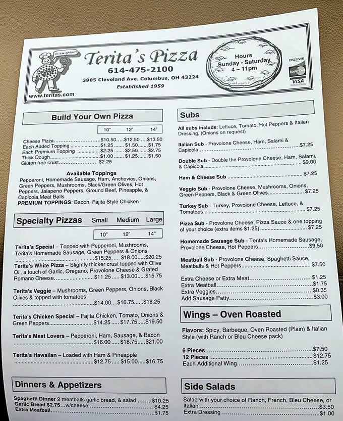 A menu that hasn't changed much over the decades because when you've perfected something, why mess with success?