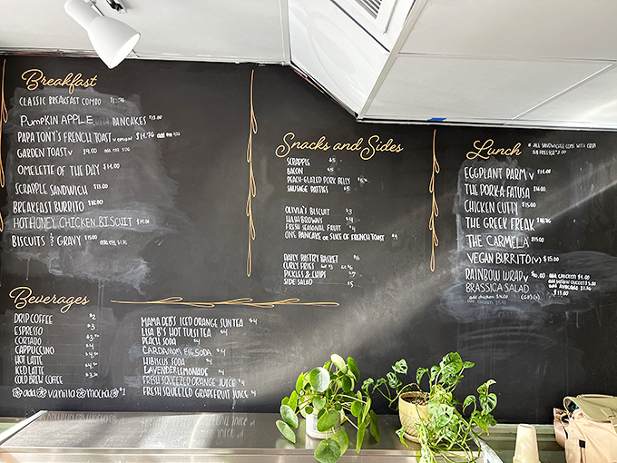 The chalkboard menu – breakfast's version of the Rosetta Stone – deciphers the path to morning happiness with classics and creative specialties alike.