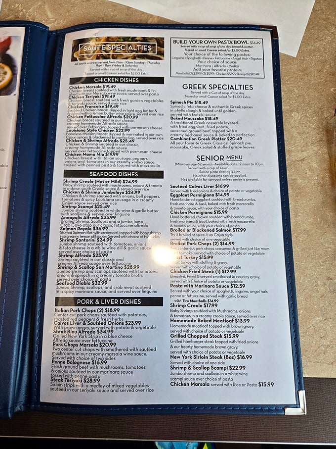 This menu isn't just extensive—it's practically a novel with chapters dedicated to every comfort food your heart could desire.