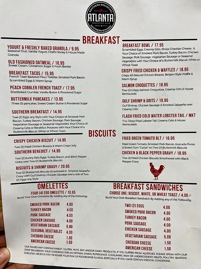 This menu isn't just a list of options—it's a roadmap to happiness. Each item promises a different route to breakfast nirvana.