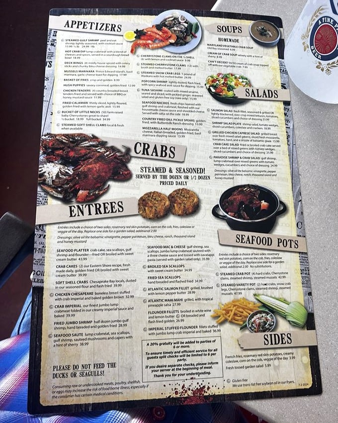 This menu isn't just a list—it's a treasure map to seafood nirvana. The hardest part is deciding what not to order.