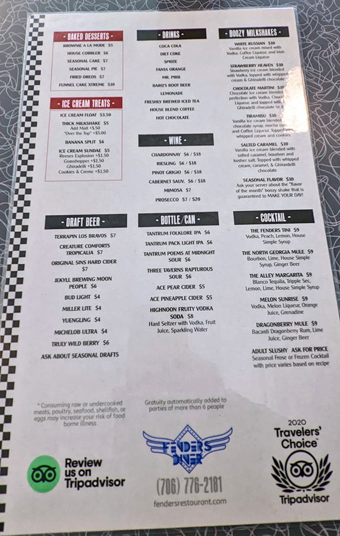 A menu that reads like a love letter to indulgence – from boozy milkshakes to funnel cake xtreme, this isn't diet food, it's life food.