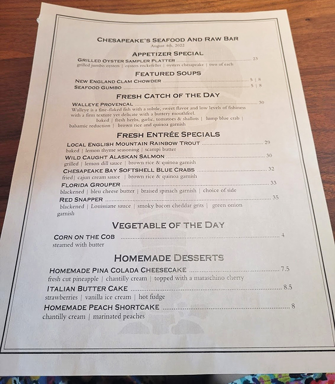 This menu reads like a love letter to the ocean – each description a promise of flavors worth traveling mountains for.