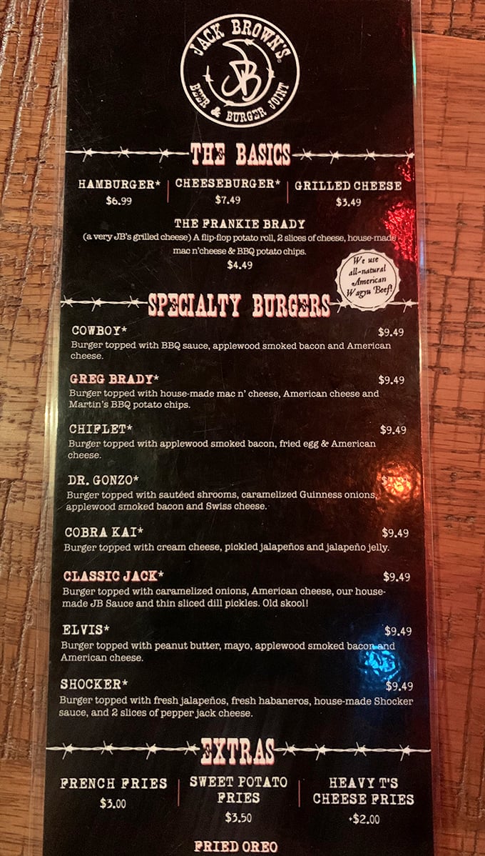 The menu board tells you everything you need to know—they're serious about burgers and not trying to be anything else.