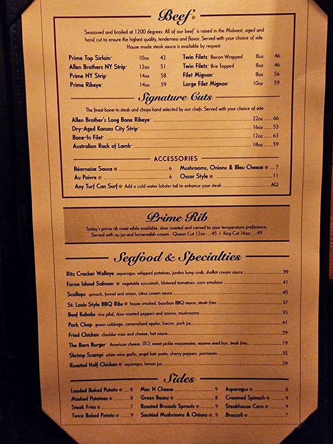 This isn't just a menu—it's a roadmap to carnivorous bliss, with each cut of beef promising its own unique journey.