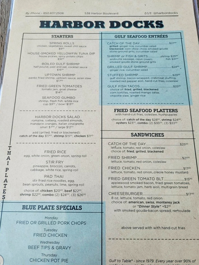 A menu that reads like a love letter to the Gulf – where "Catch of the Day" isn't marketing speak but an actual report from the morning's boats.