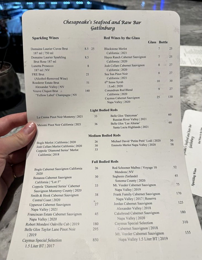 A wine list that reads like a love letter to oenophiles. From everyday sippers to "special occasion" splurges—liquid geography in a glass.
