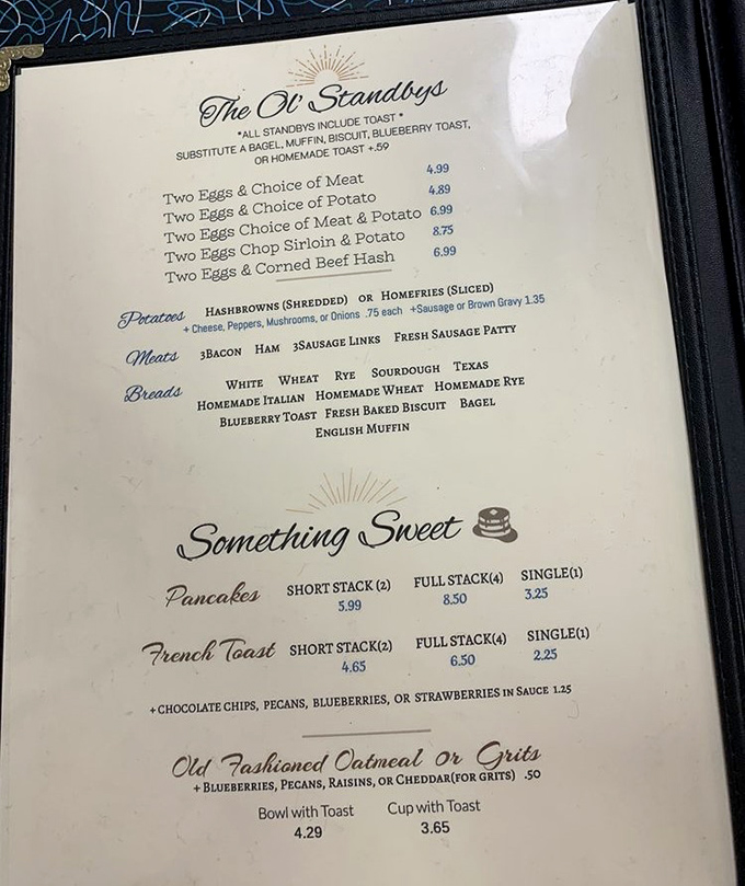 The menu reads like a love letter to breakfast fundamentals – no fusion confusion here, just the timeless hits that have sustained generations.