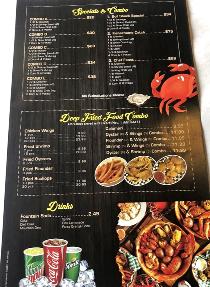 This menu isn't just a list—it's a treasure map where X marks the spot for seafood combos that would make Poseidon himself place an order.