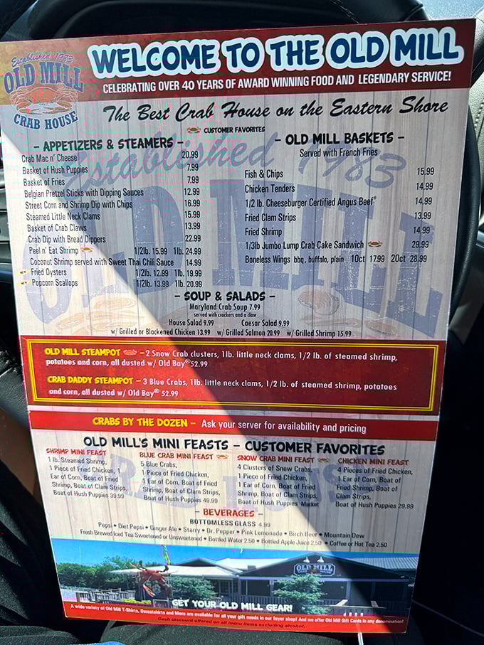 The menu reads like a love letter to the Chesapeake Bay. Just looking at it makes your stomach growl in anticipation.