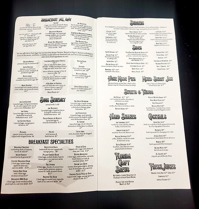 This menu reads like a love letter to breakfast lovers everywhere – pure culinary poetry in print.