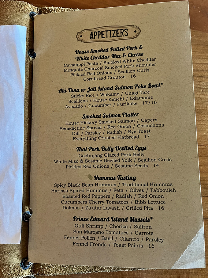 This isn't just a menu—it's a roadmap to flavor paradise. Each description reads like a love letter to thoughtfully prepared food.