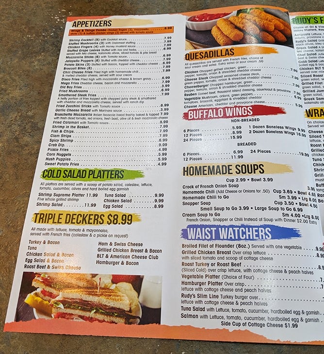A menu that reads like a love letter to American dining, where portion sizes still believe in the American Dream.