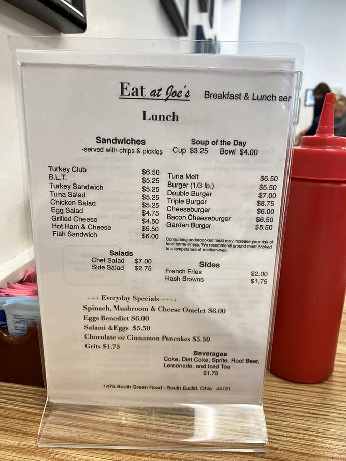 A menu that reads like a love letter to cholesterol, written in the language of deliciousness.