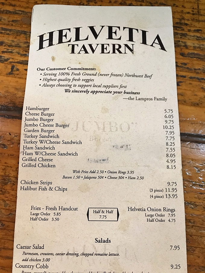 A menu that doesn't need fancy fonts or flowery descriptions—just the straightforward promise of fresh Northwest beef and handcrafted goodness.