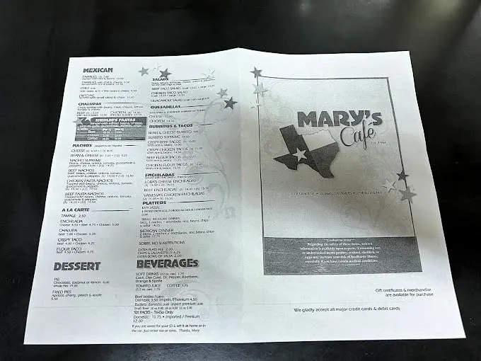 The menu at Mary's doesn't need fancy fonts or foodie buzzwords – it's a straightforward roadmap to comfort food paradise. 