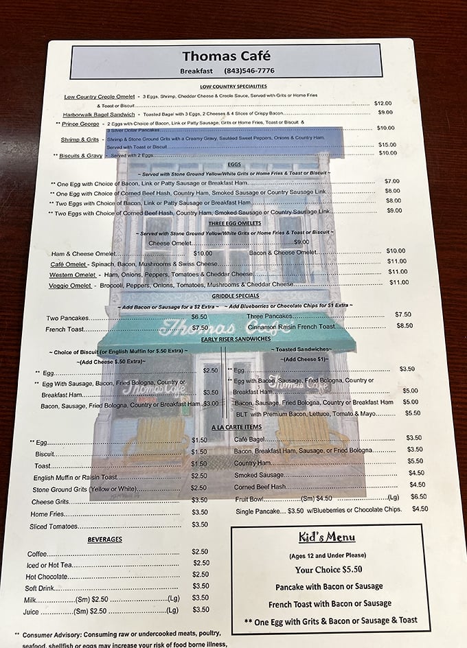 This menu isn't just a list of food—it's a roadmap to happiness. The "Biscuits & Gravy" entry deserves its own spotlight and standing ovation.