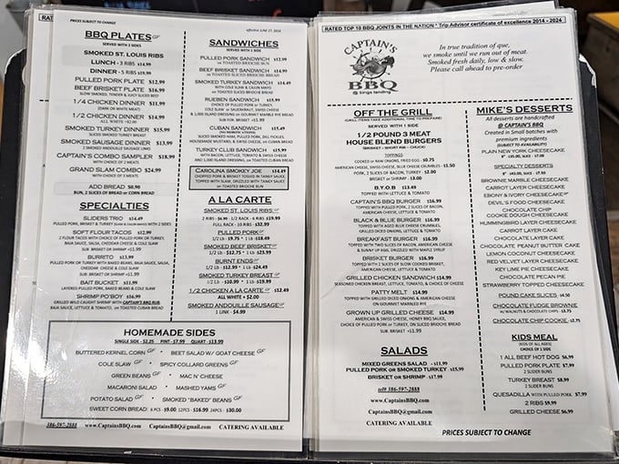 This menu isn't just a list—it's a roadmap to happiness. Study it carefully, as life-changing decisions await.
