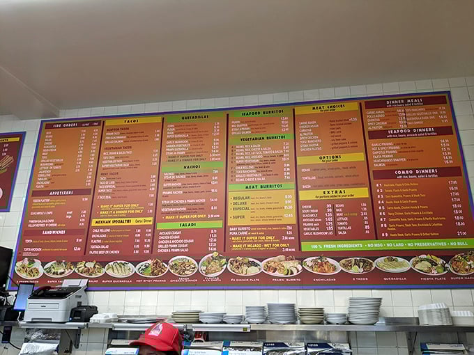 The menu board at El Toro isn't just extensive—it's a colorful roadmap to happiness with more delicious detours than a cross-country road trip.