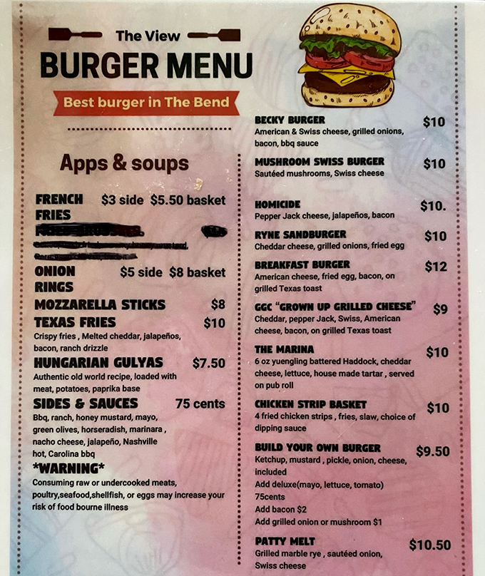 The burger menu doesn't just list food; it's a roadmap to happiness. The "Homicide" burger isn't deadly – unless you count killing your hunger.