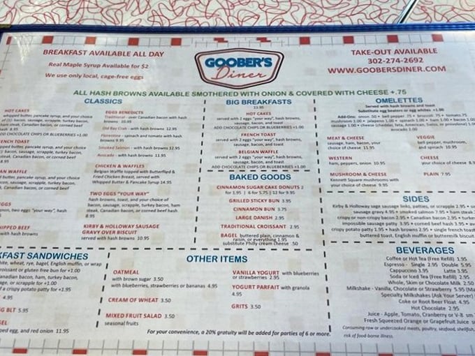 The menu at Goober's doesn't need fancy fonts or pretentious descriptions—just honest diner fare that's been perfecting American appetites for generations.