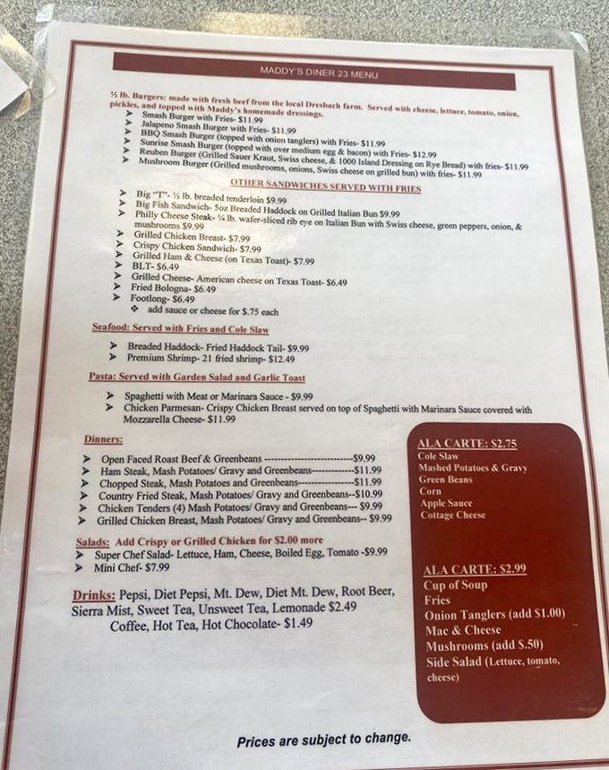 A menu that doesn't need fancy fonts or pretentious descriptions—just honest food that makes you wonder why you'd ever eat anywhere else.