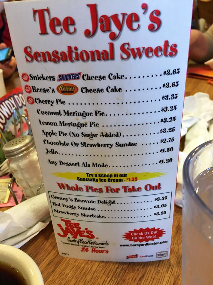 The dessert menu that launched a thousand diet cheat days. Those Snickers cheesecakes aren't going to eat themselves, folks.