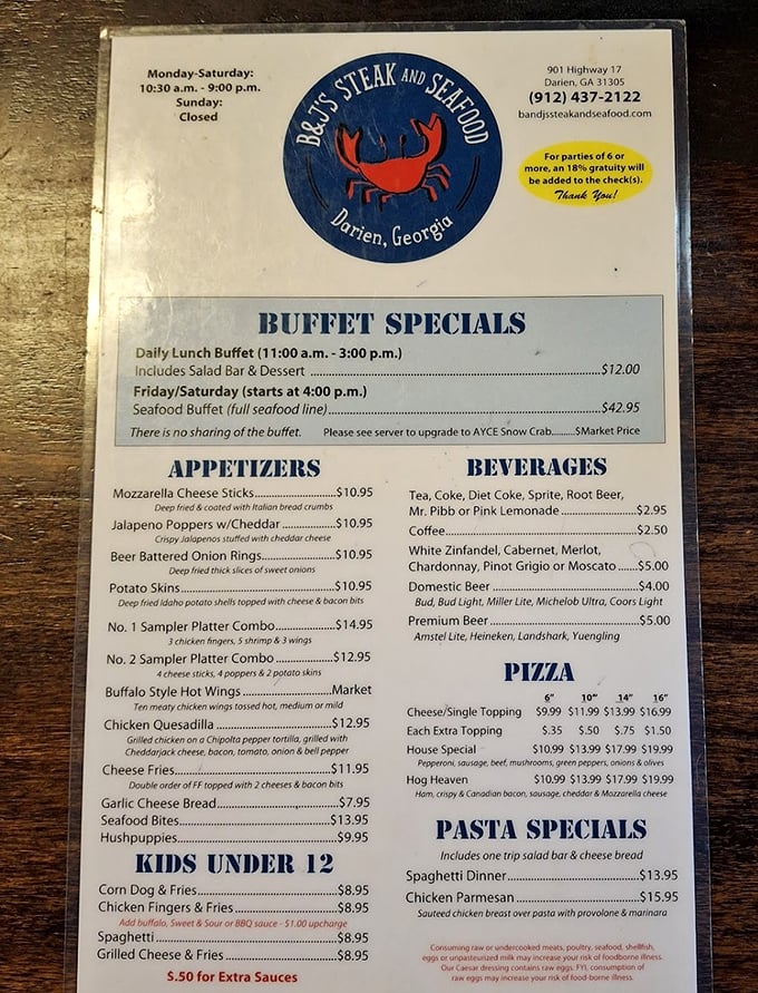 When menus offer both pizza and crab legs, you know you've found a place confident in its range.