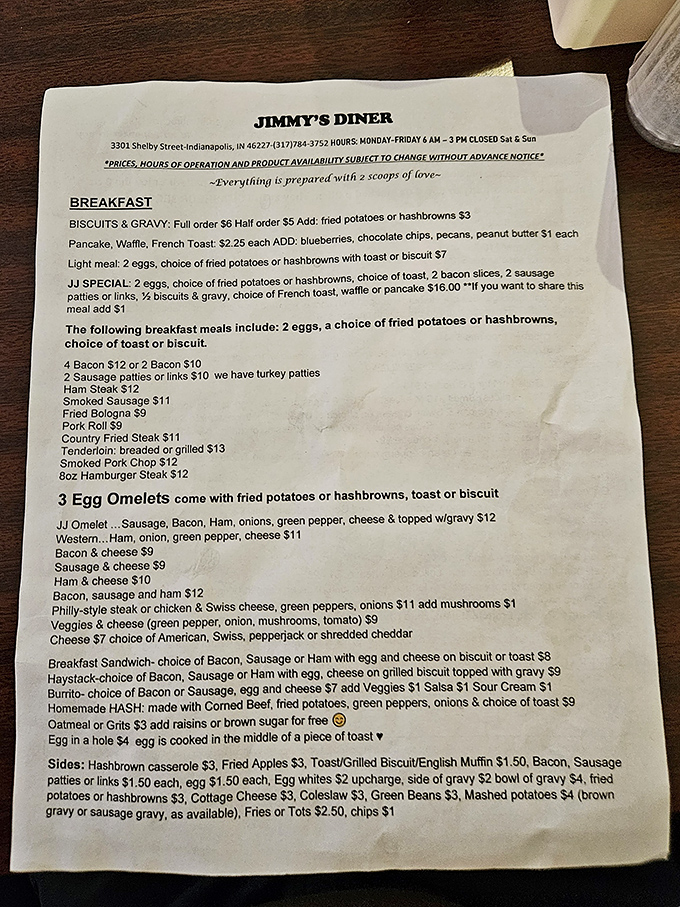This menu isn't trying to impress you with fancy terminology—it's promising "2 scoops of love" in everything they make. Spoiler alert: they deliver.