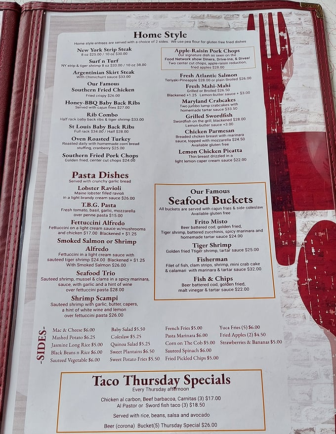 A menu that reads like a love letter to comfort food classics. Decision paralysis has never been so delicious.