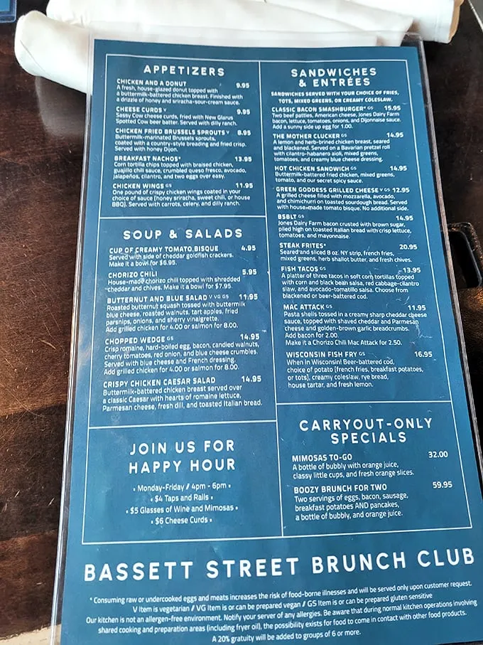 This isn't just a menu—it's a roadmap to happiness. From "Chicken and a Donut" to "Mac Attack," decisions have never been so deliciously difficult.