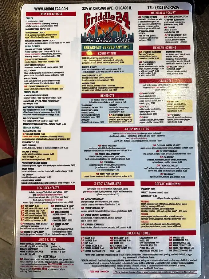 The menu at Griddle 24 reads like a love letter to breakfast, with enough options to require a strategy session before ordering.